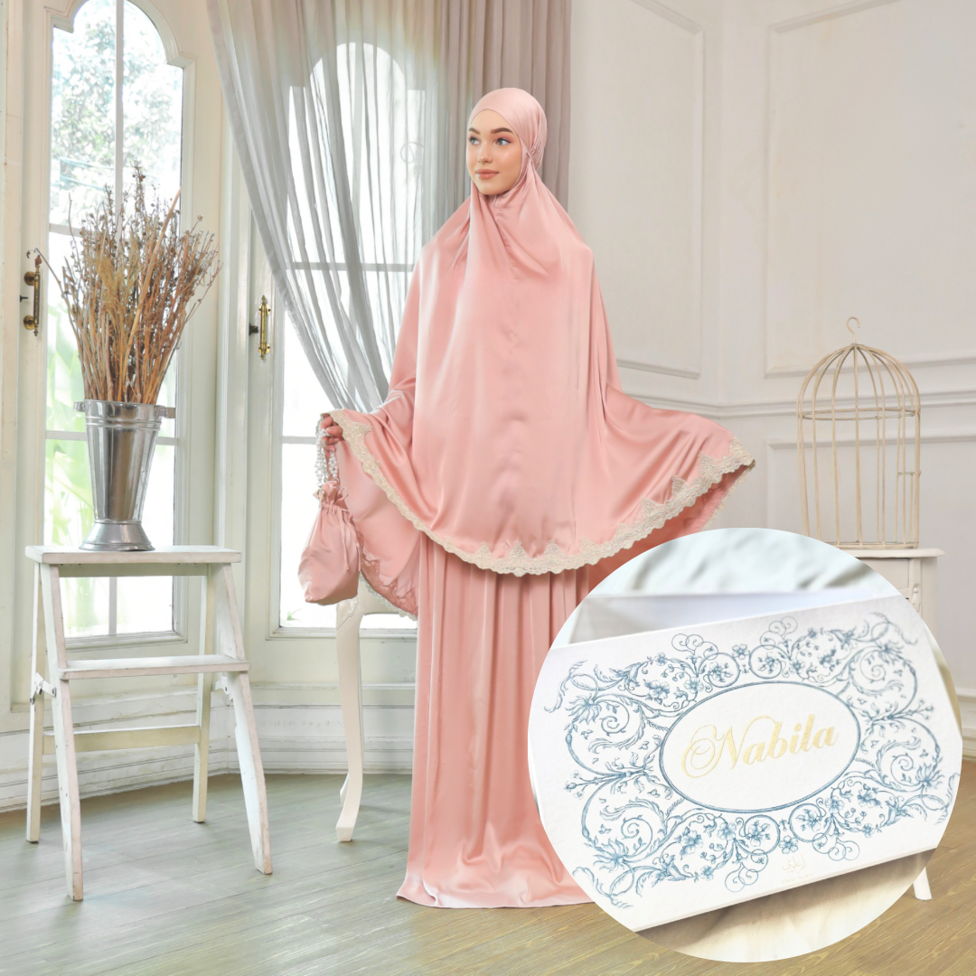 The Princess Prayer Gown (Telekung) in Pink - with Personalised Gift B ...